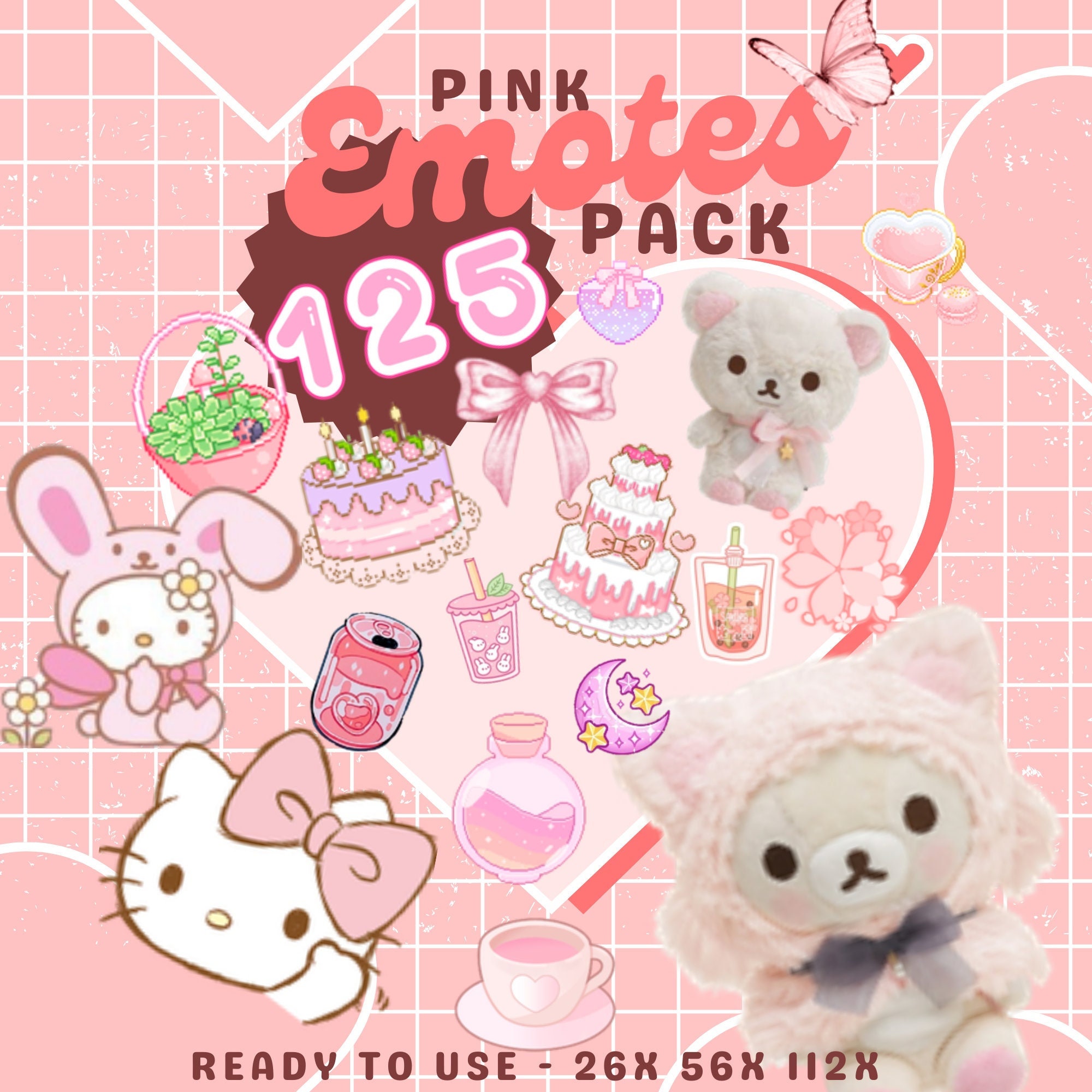 Pink Emotes Pack 125x - Etsy