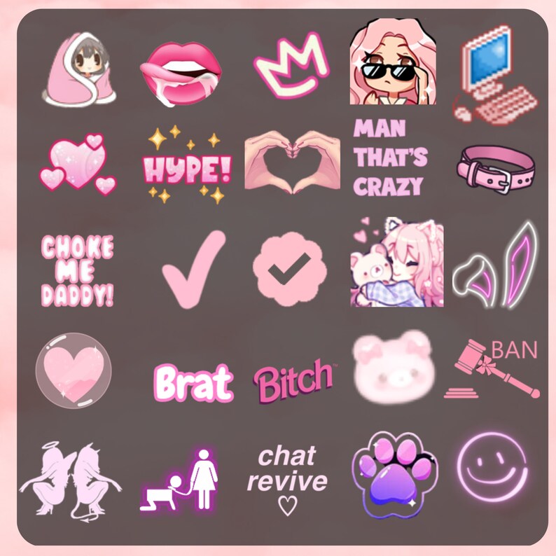 Pink Emotes Pack 115x - Etsy Australia