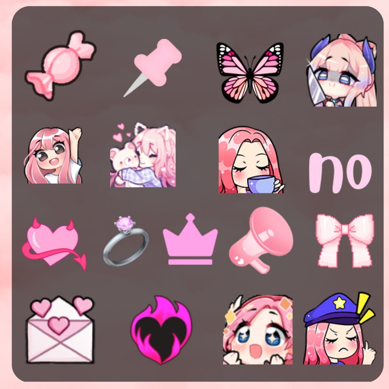 Pink Emotes Pack 115x - Etsy Australia