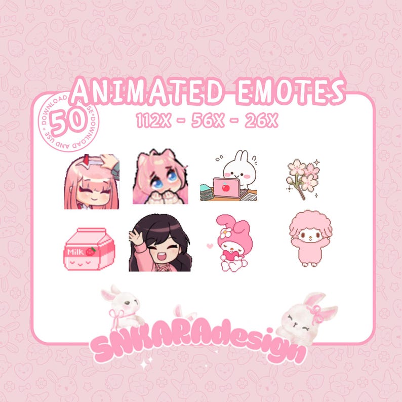 Pink Animated Emotes: 50 Twitch & Discord Emotes (digital Download) - Etsy
