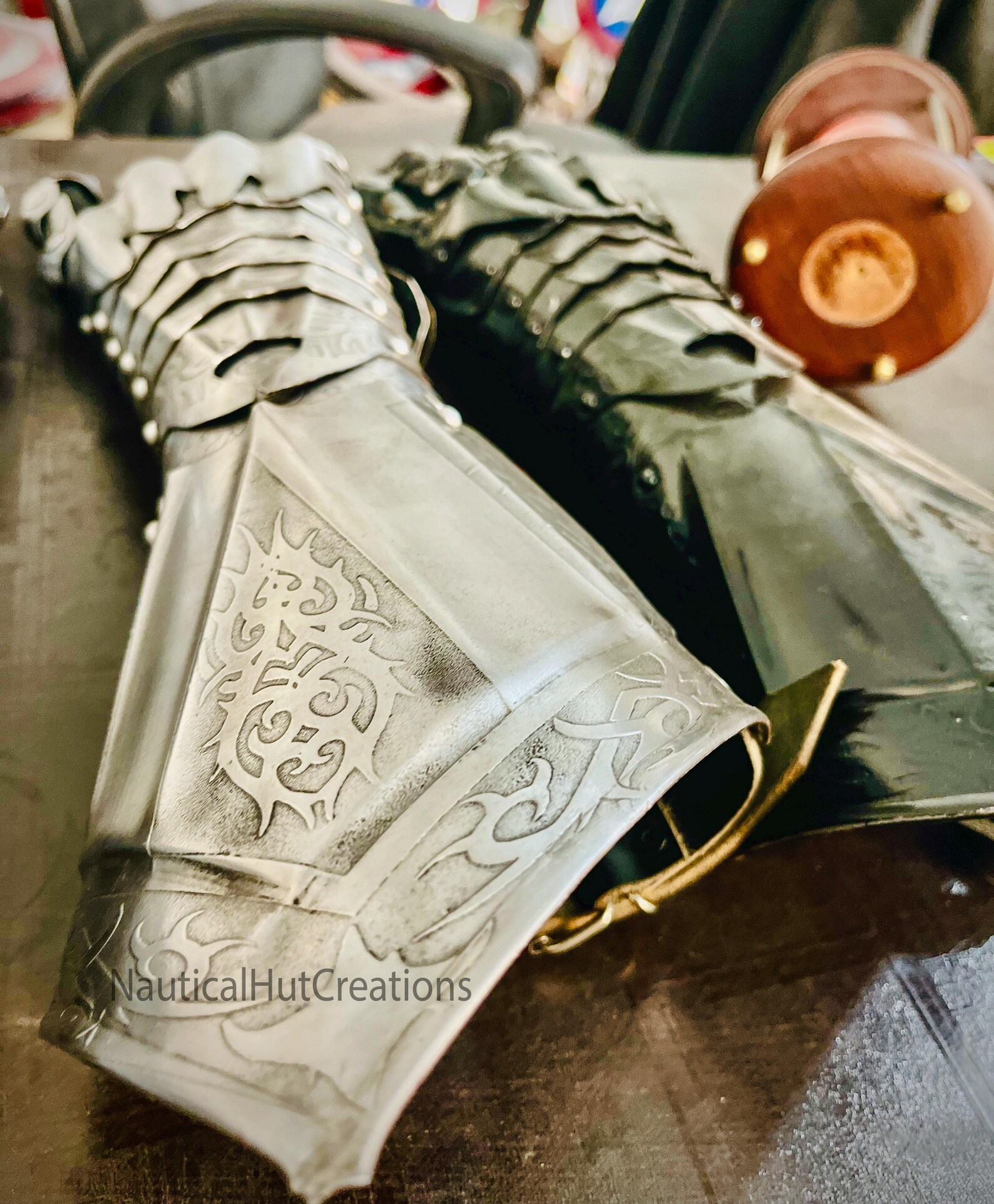 Nazgul Gloves Medieval Knight Gauntlet Armor Etching Work Sca Cosplay ...