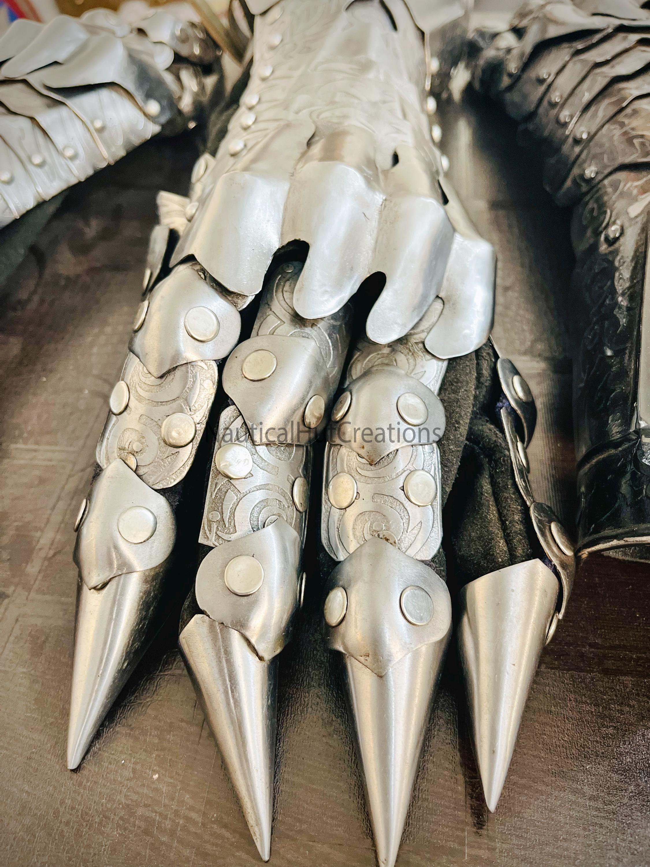 Nazgul Gloves Medieval Knight Gauntlet Armor Etching Work Sca Cosplay ...