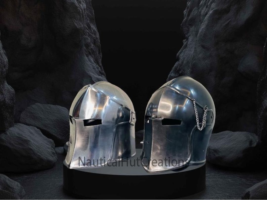 Visored Barbute Helmet: 18 Gauge Steel Medieval Barbuta, LARP Cosplay ...