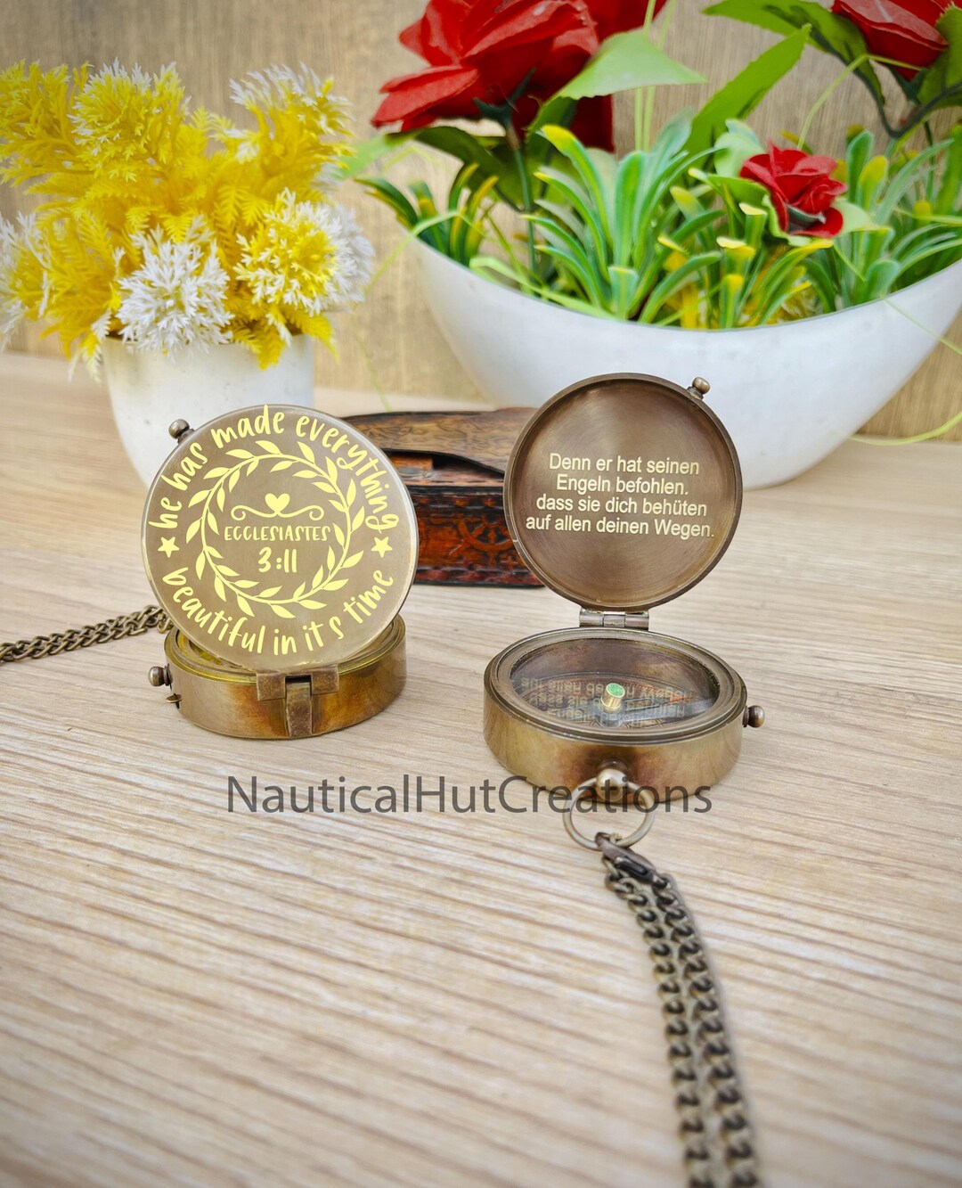 Baptism Brass Compass, Personalized Working Compass, First Communion ...