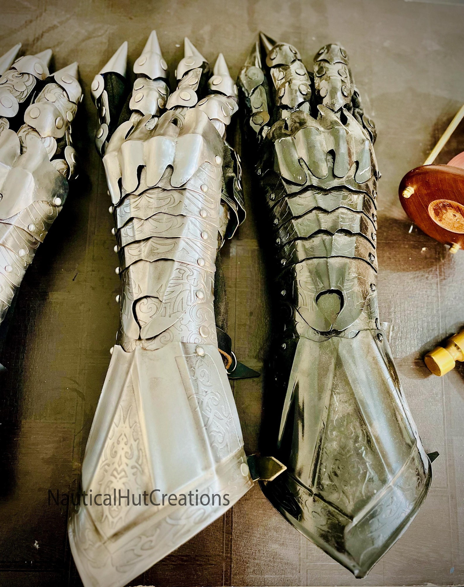 Nazgul Gloves Medieval Knight Gauntlet Armor Etching Work Sca Cosplay ...