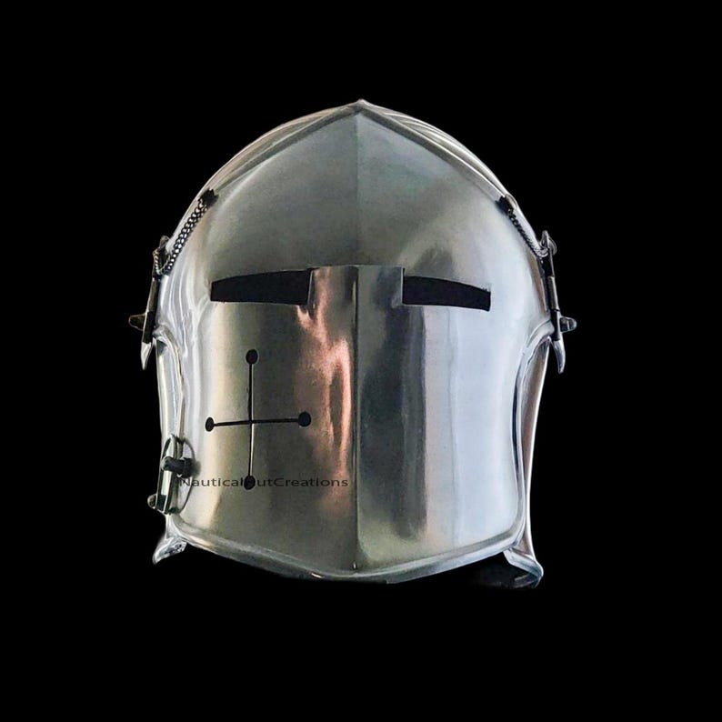 Visored Barbute Helmet: 18 Gauge Steel Medieval Barbuta, LARP Cosplay ...