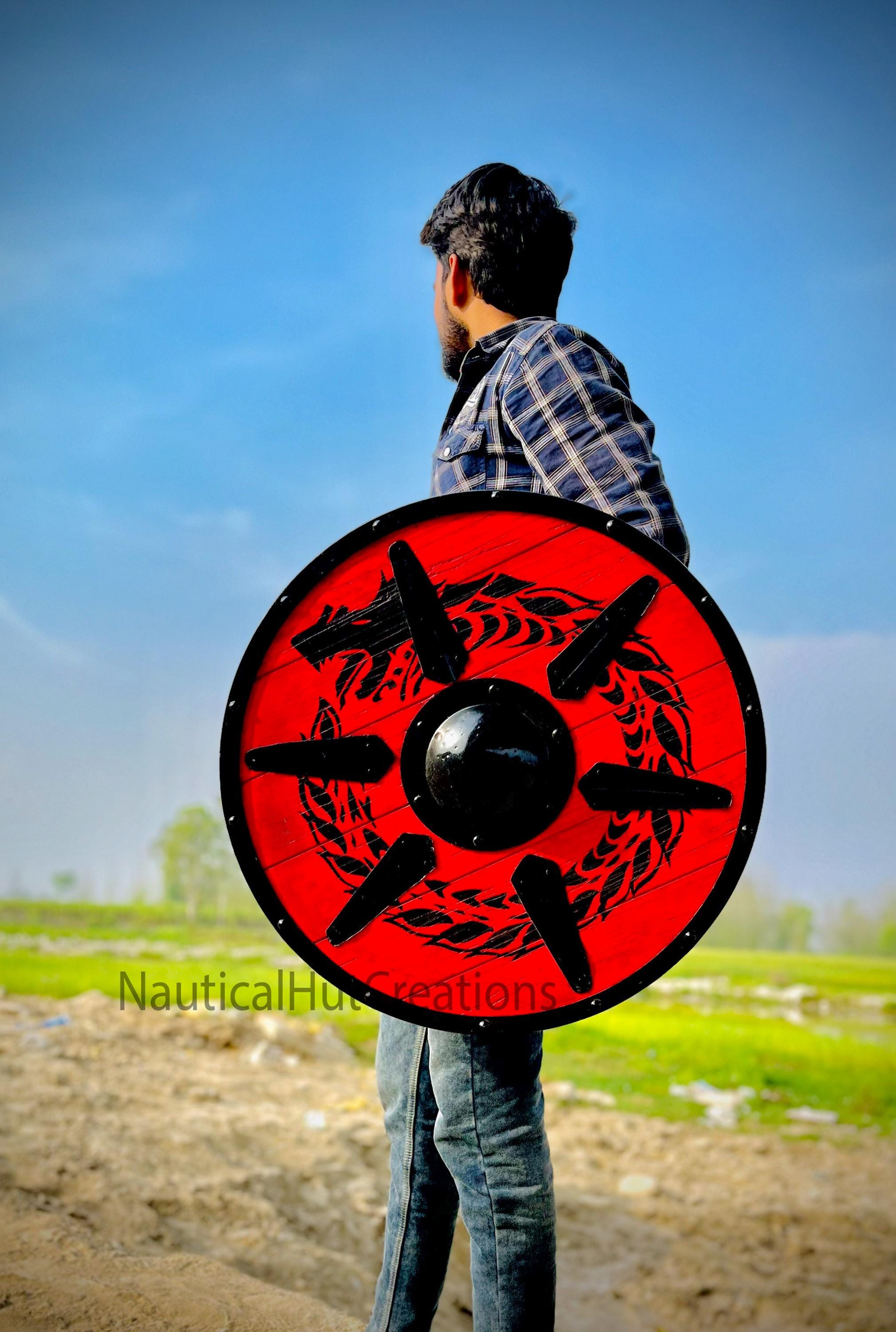 Wooden Viking Shield - Authentic Viking Ouroboros Battleworn Shield ...