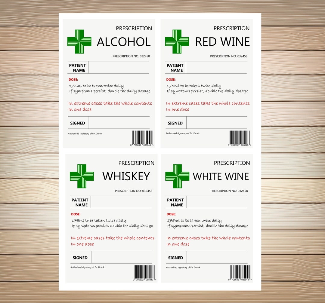 6 X Blank Prescription Label Alcohol Whiskey Red Wine White - Etsy
