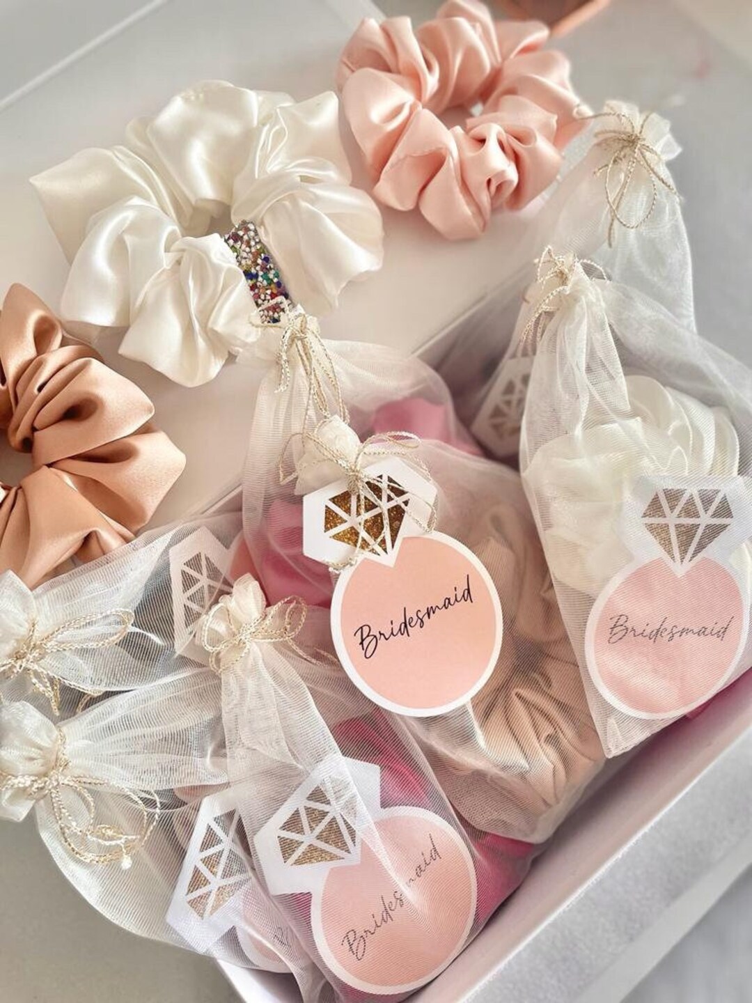 Bridesmaid Scrunchie Silk XL Bachelorette Party Gift Bridesmaid ...