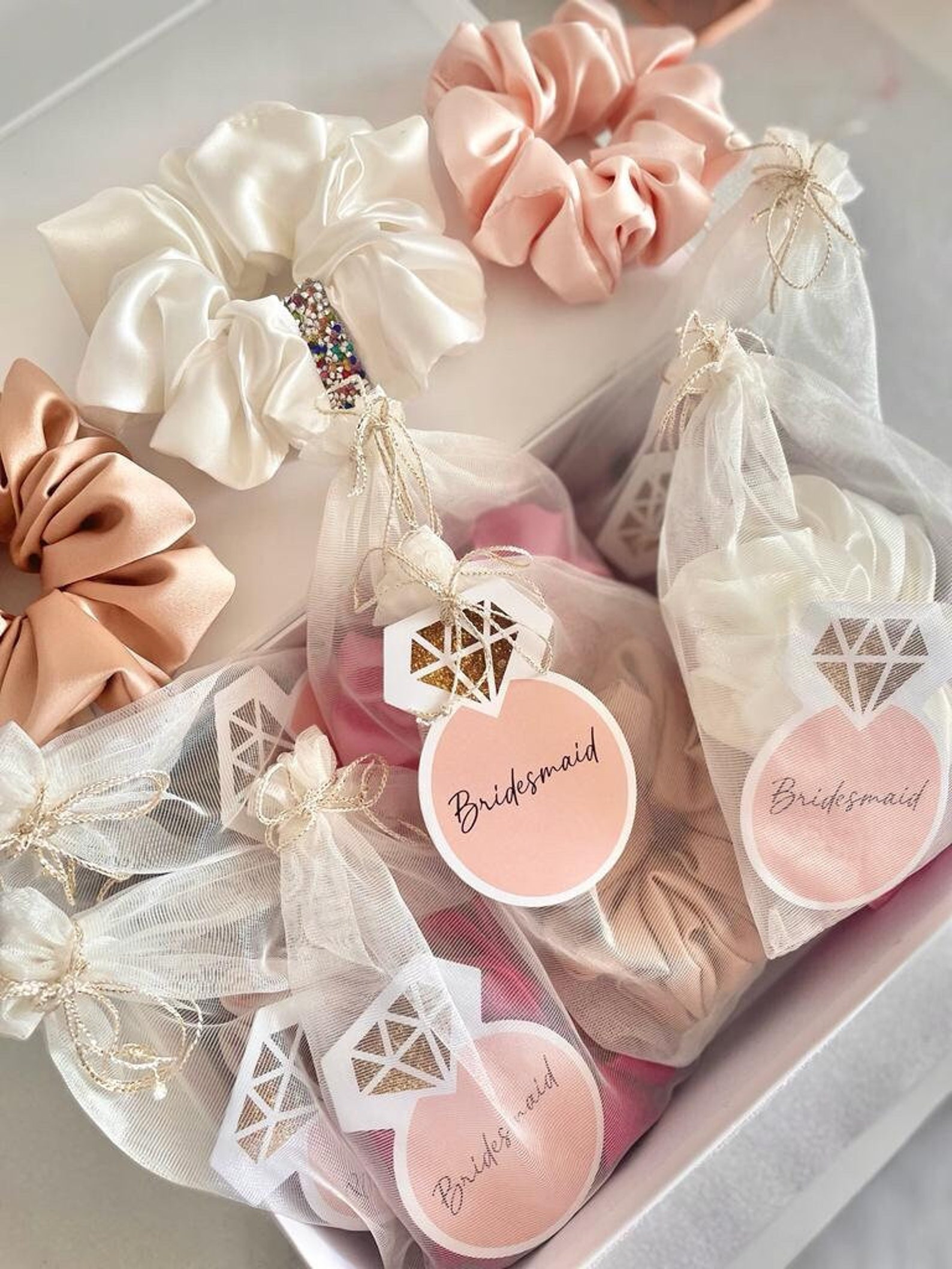 Bridesmaid Scrunchie Silk XL Bachelorette Party Gift Bridesmaid ...