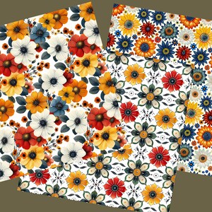 20 Vibrant Floral Seamless Digital Papers - Flower Patterns for ...