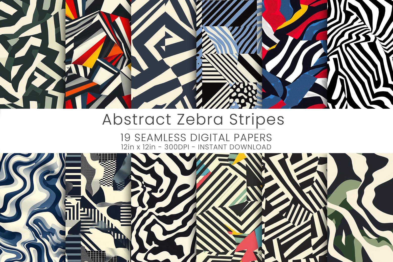 19 Abstract Zebra Stripes Seamless Digital Paper | Black and White ...