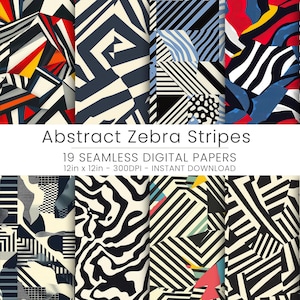 19 Abstract Zebra Stripes Seamless Digital Paper | Black and White ...
