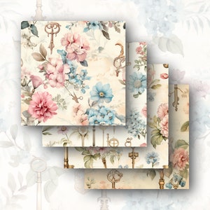 20 Elegant Vintage Floral Digital Paper - Seamless Antique Flower ...