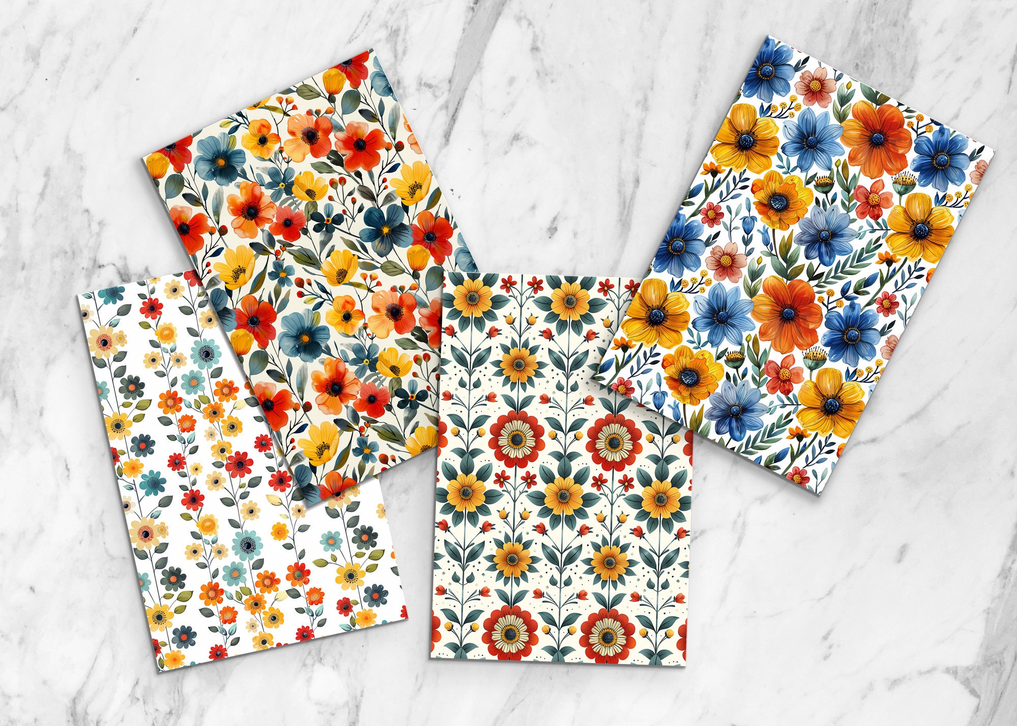 20 Vibrant Floral Seamless Digital Papers Flower Patterns for ...