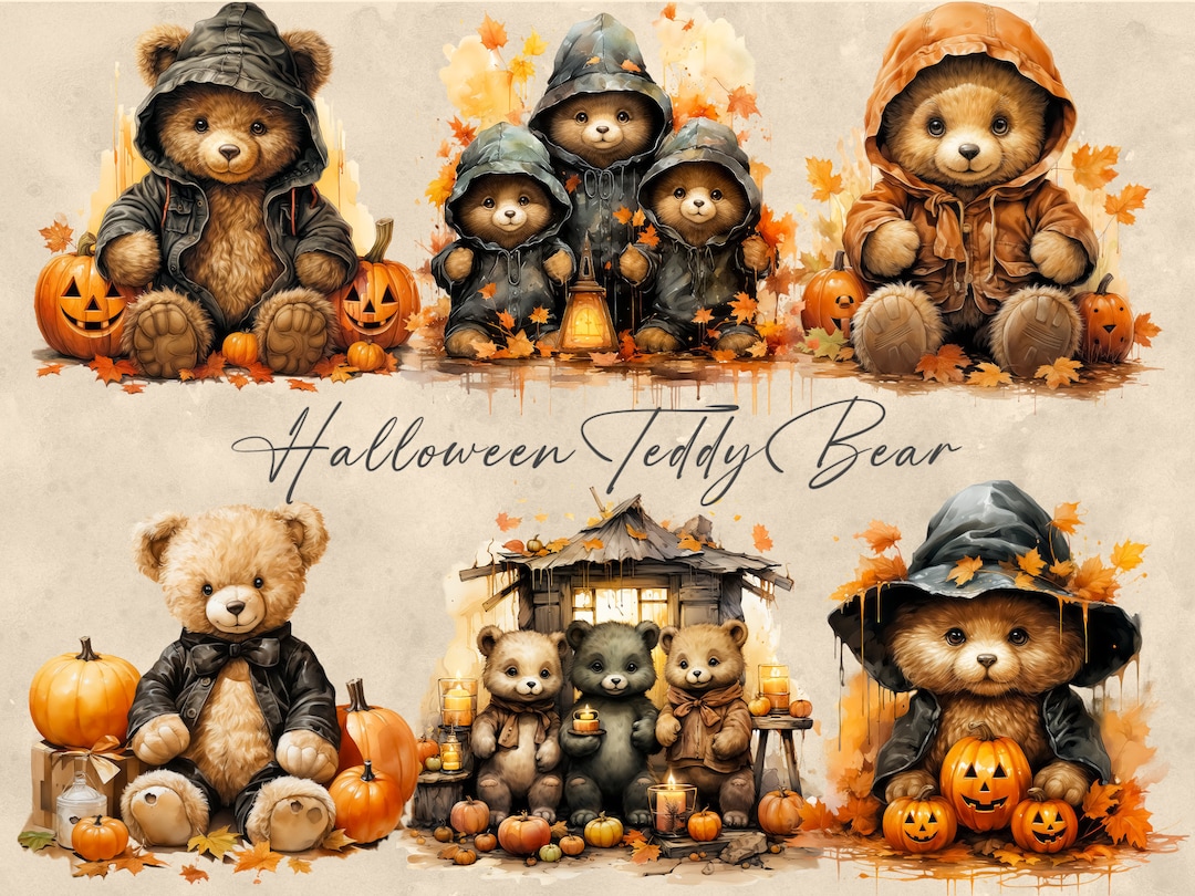 Halloween Teddy Bear Clipart 32 PNG Cute and Spooky Halloween Bears ...