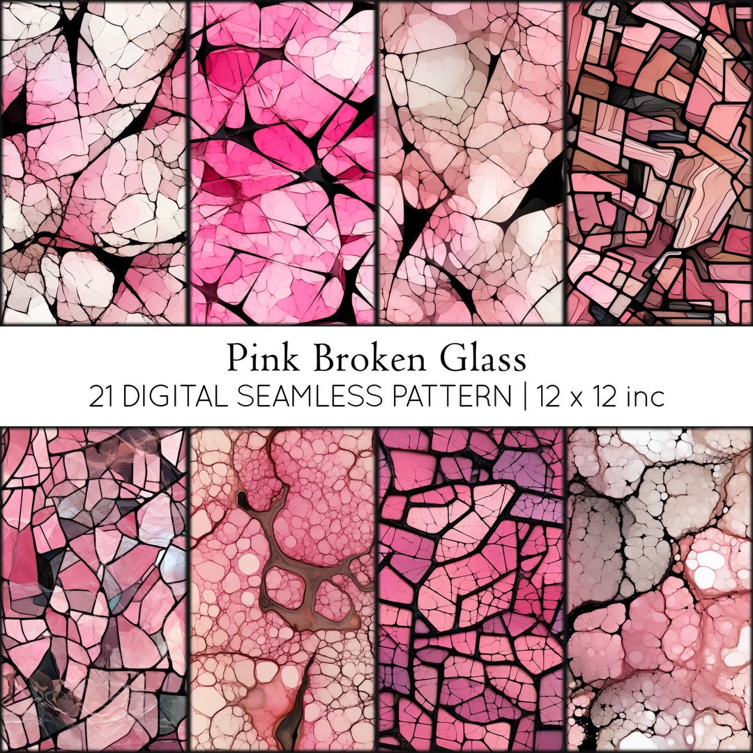 21 Pink Broken Glass Digital Paper, Digital Paper, JPG, Instant ...