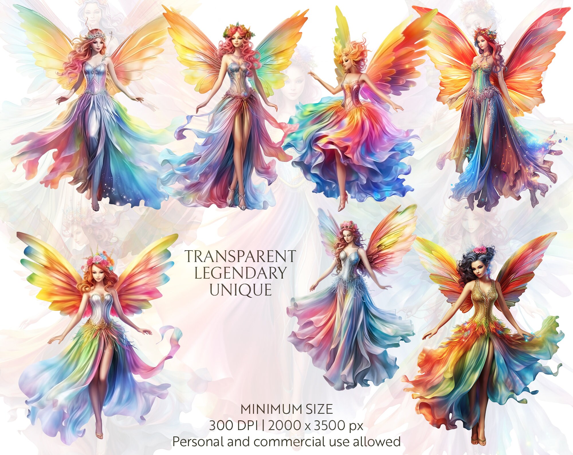 Rainbow Fairy PNG Clipart Set | 37 Vibrant Fairy Art Designs | Perfect ...