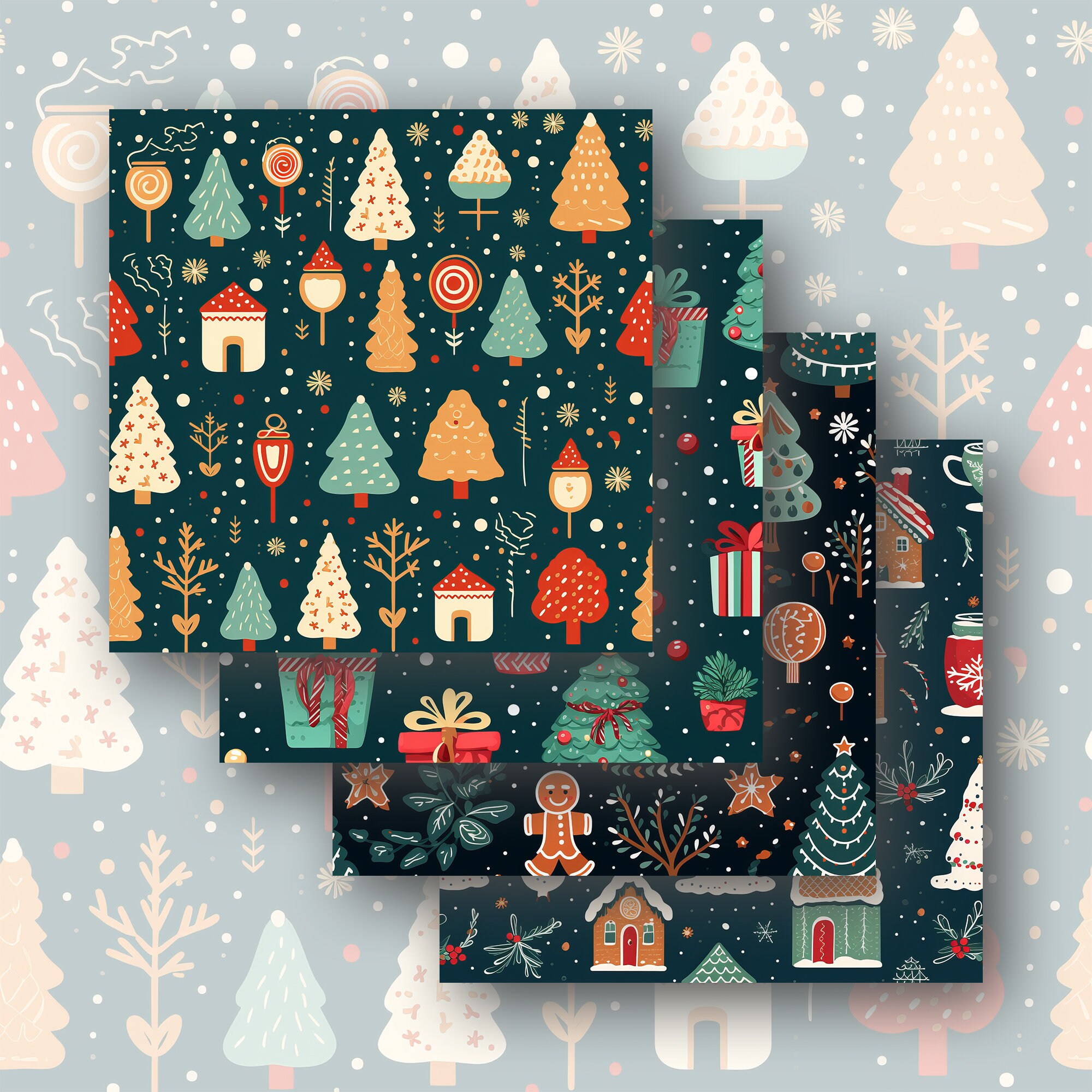 20 New Year's Decorations Digital Papers - Festive Patterns for ...