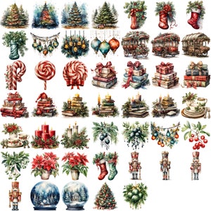 Christmas Clipart Set - 96 Watercolor Images for Cards, Scrapbooking ...