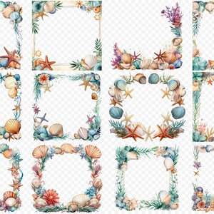 Seashell Border Frame Clipart | 35 PNG Designs for Beach Crafts ...