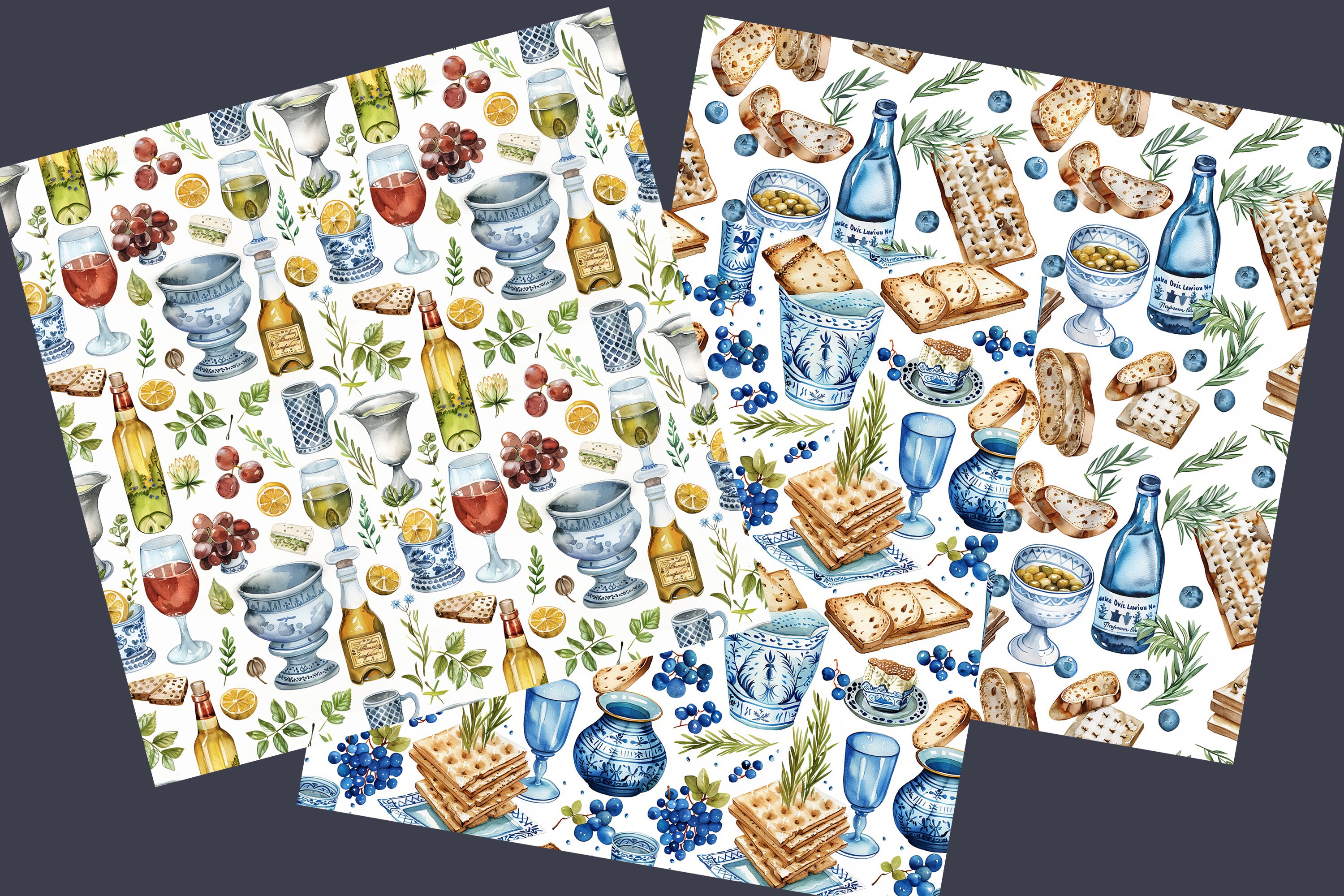 27 Passover Matzah Digital Papers, Repeatable, JPG, Scrapbooking ...