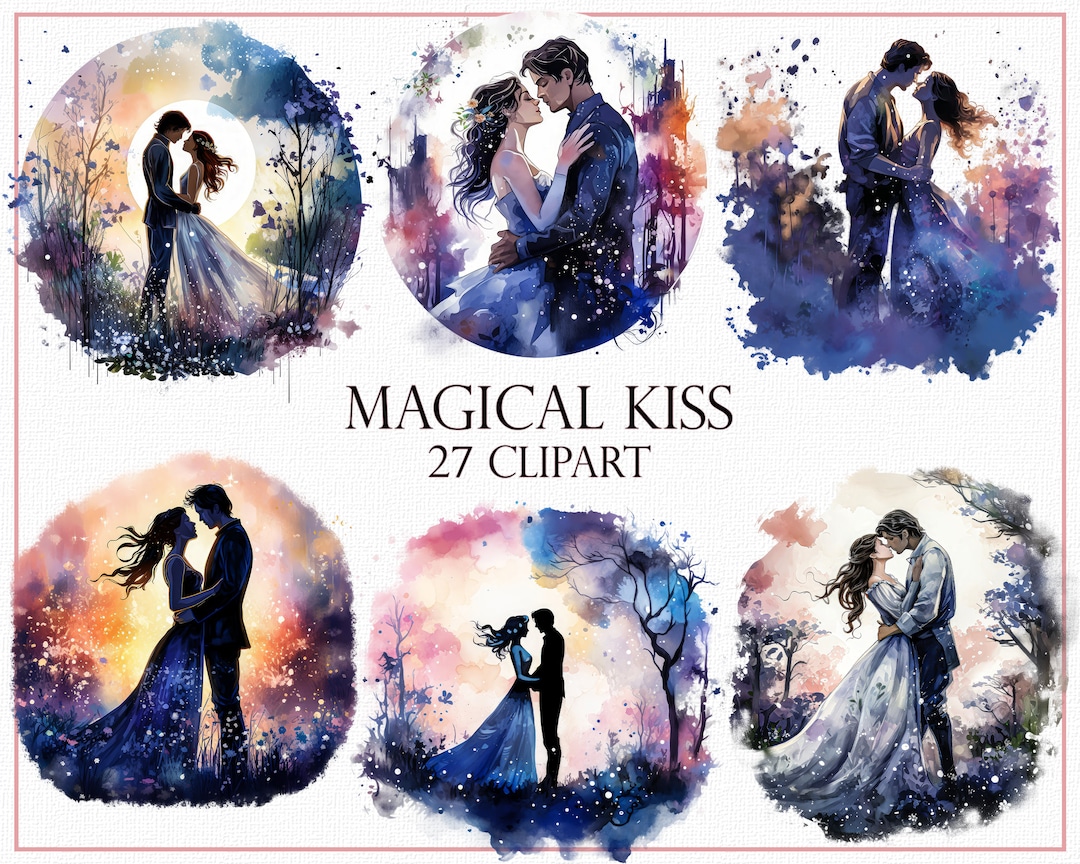 Magical Kiss Clipart, 27 Enchanting Love Story Illustrations, Romantic ...