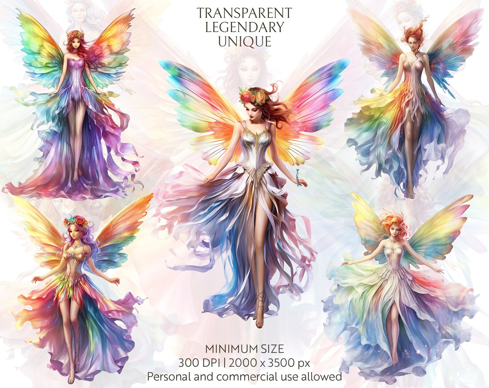 Rainbow Fairy PNG Clipart Set | 37 Vibrant Fairy Art Designs | Perfect ...