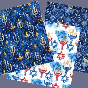 28 Watercolor Jewish Symbols Digital Papers, Repeatable, JPG ...