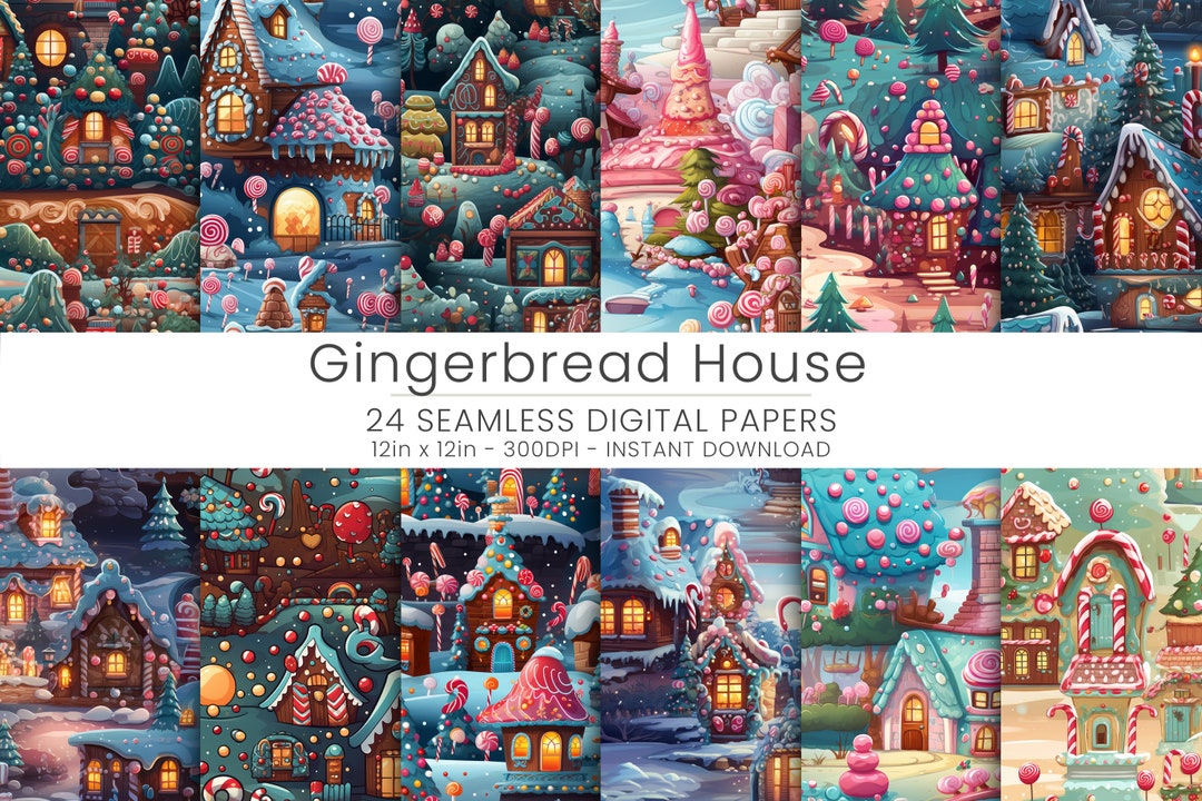 24 Gingerbread House Digital Paper - Sweeten Your Designs With Festive ...