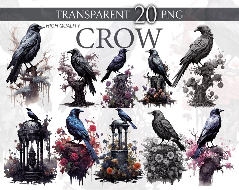 Digital Printable Crow High-resolution Transparent PNG Digital ...