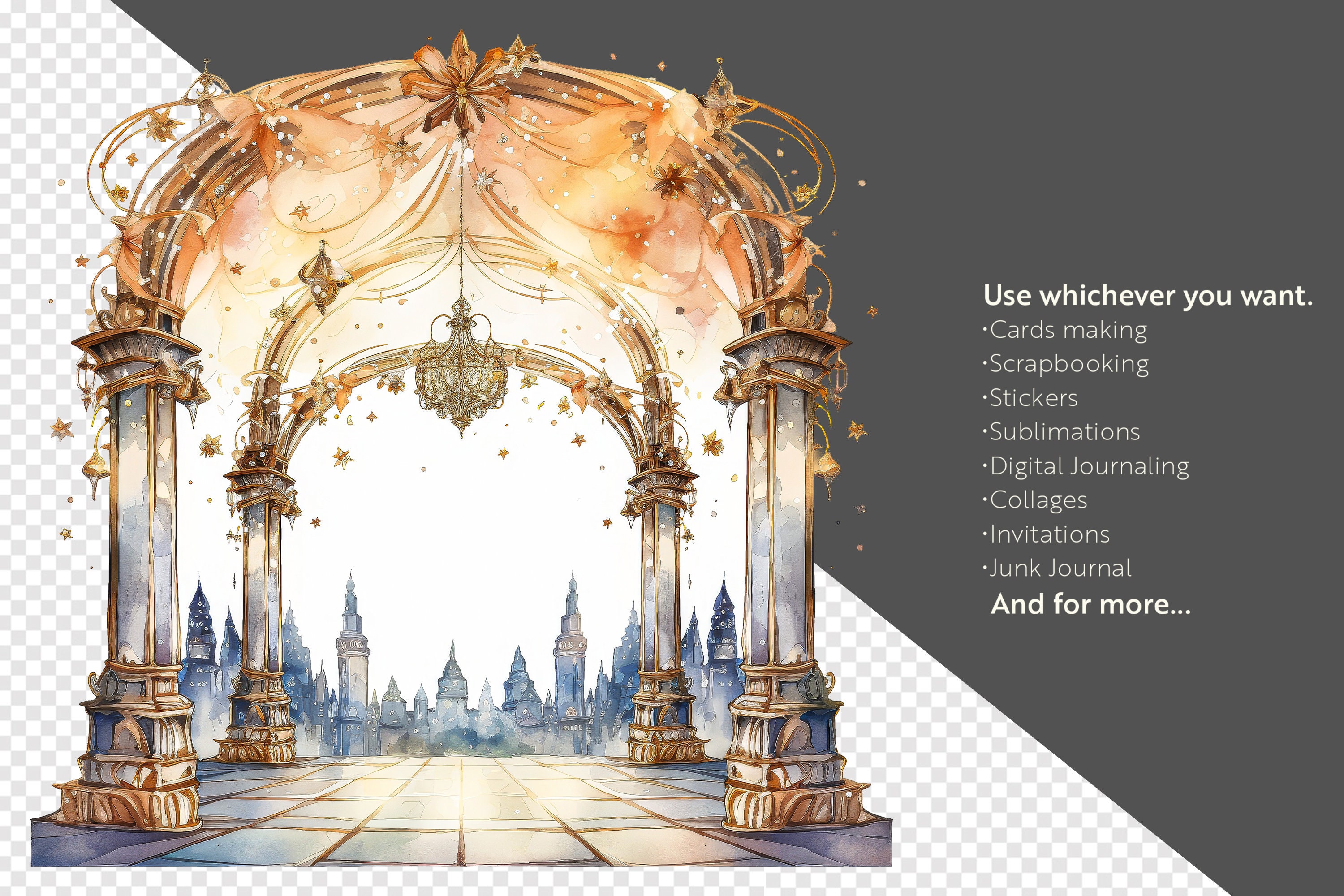 Fairytale Ballroom Frame Clipart, 27 PNG Image Princess Ballroom Border ...