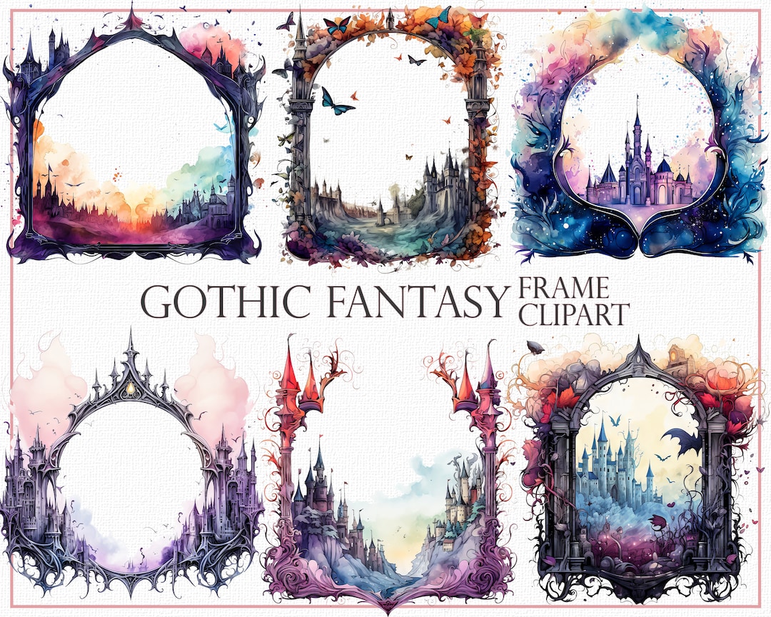 Gothic Fantasy Frame Clipart, 24 Intricate Designs & Dark Elegance ...