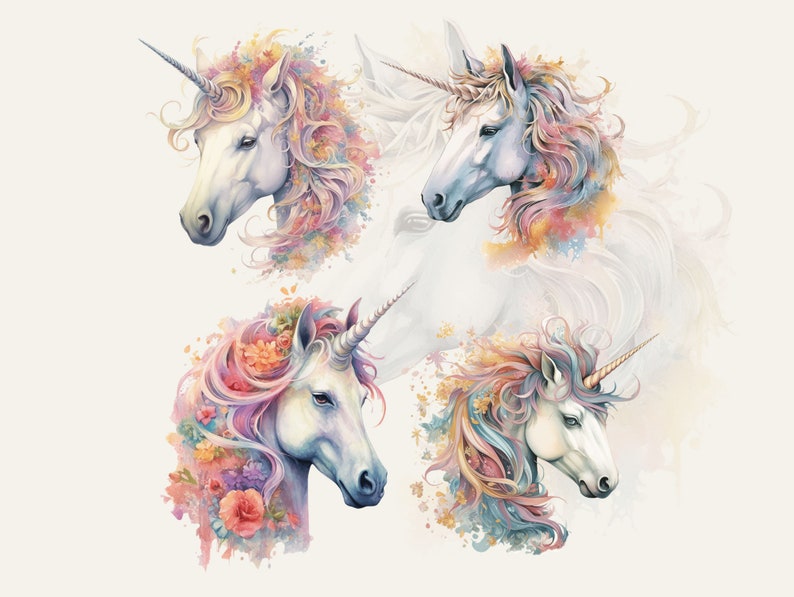Unicorn Clipart Bundle Digital Unicorn Art Transparent - Etsy