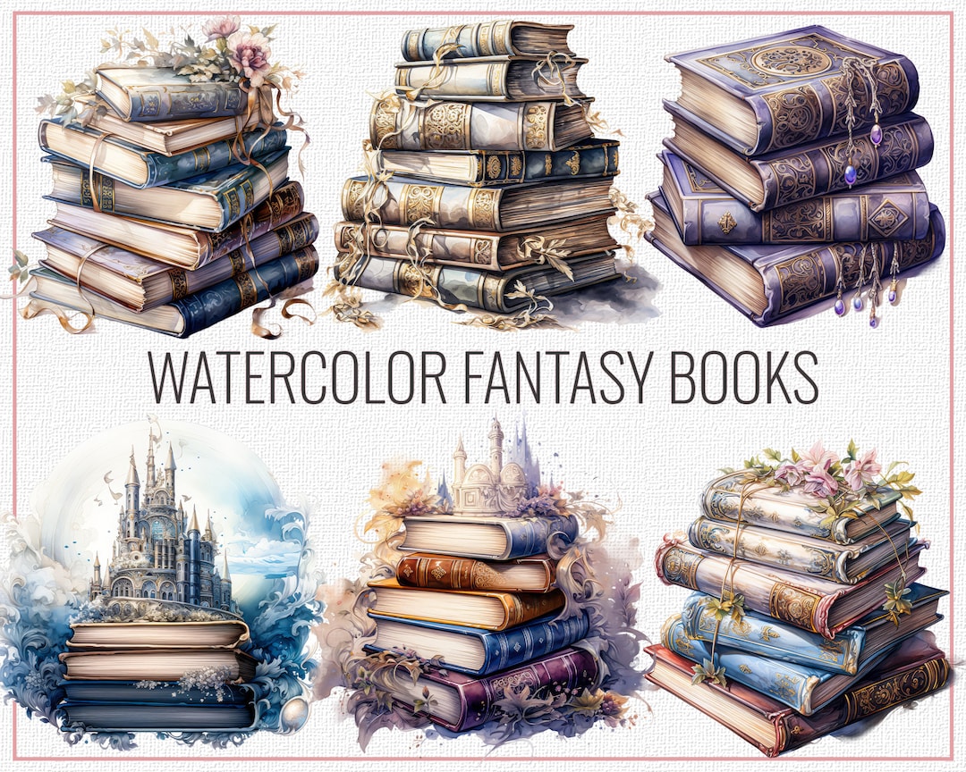 Watercolor Fantasy Books Clipart, Open Creative Books, Mystical Book ...