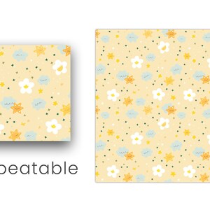 Colorful and Cute Flower and Cloud Characters - 35 Seamless Digital ...
