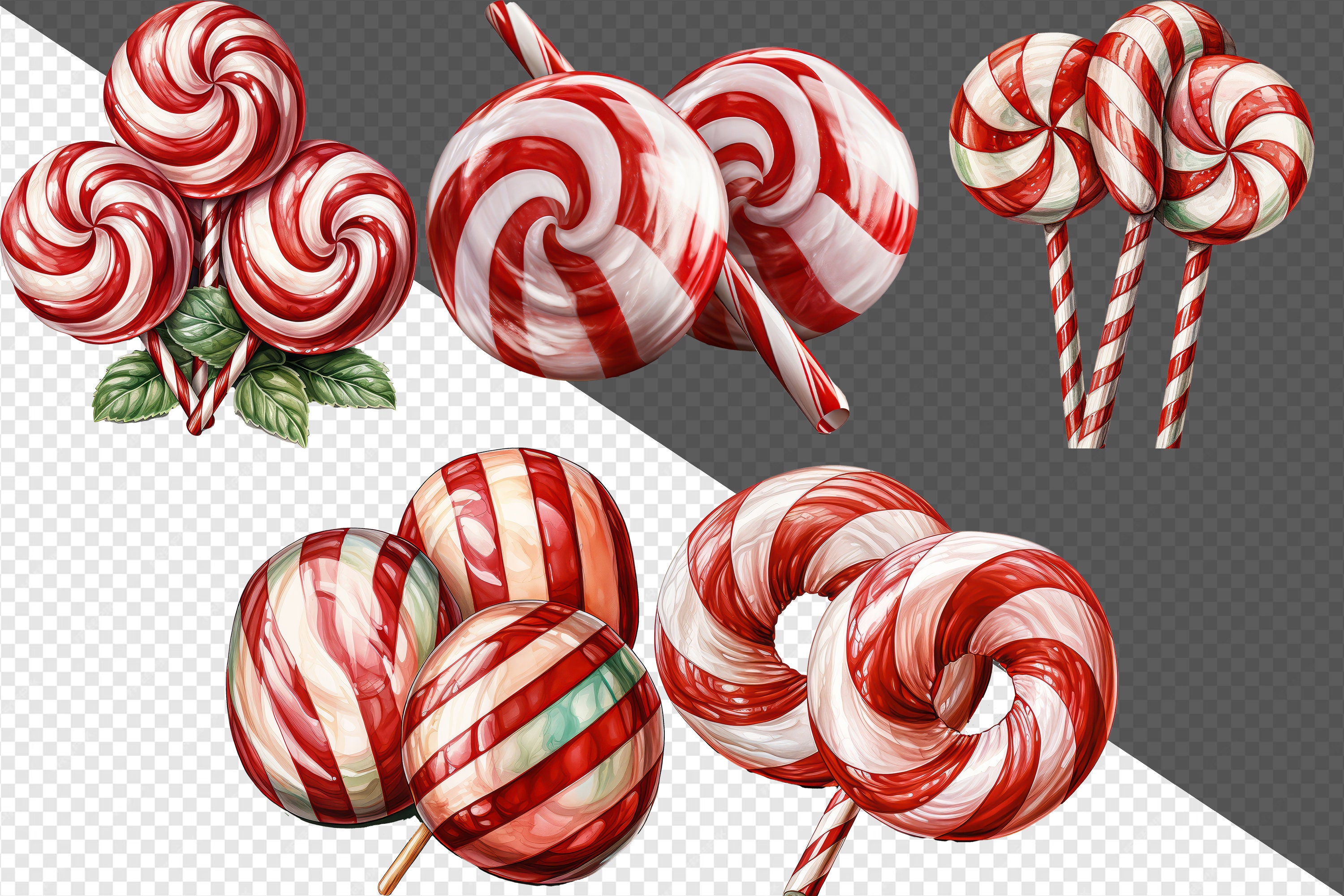 18 Candy Cane Cliparts, Christmas Candy PNG, Festive Clip Art for ...
