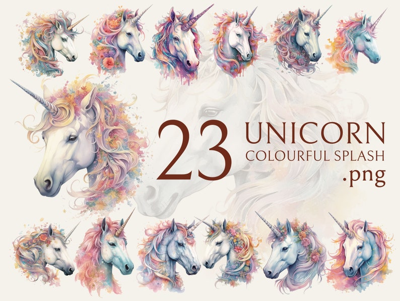 Unicorn Clipart Bundle Digital Unicorn Art Transparent - Etsy