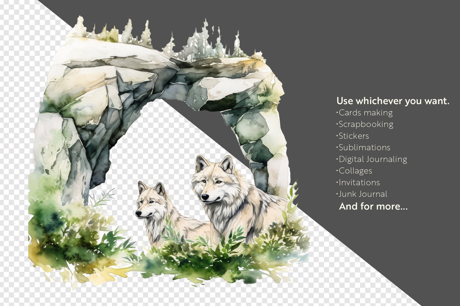 Wolf Family Habitat Frame, Decorative Habitat Border PNG, 40 Mother ...