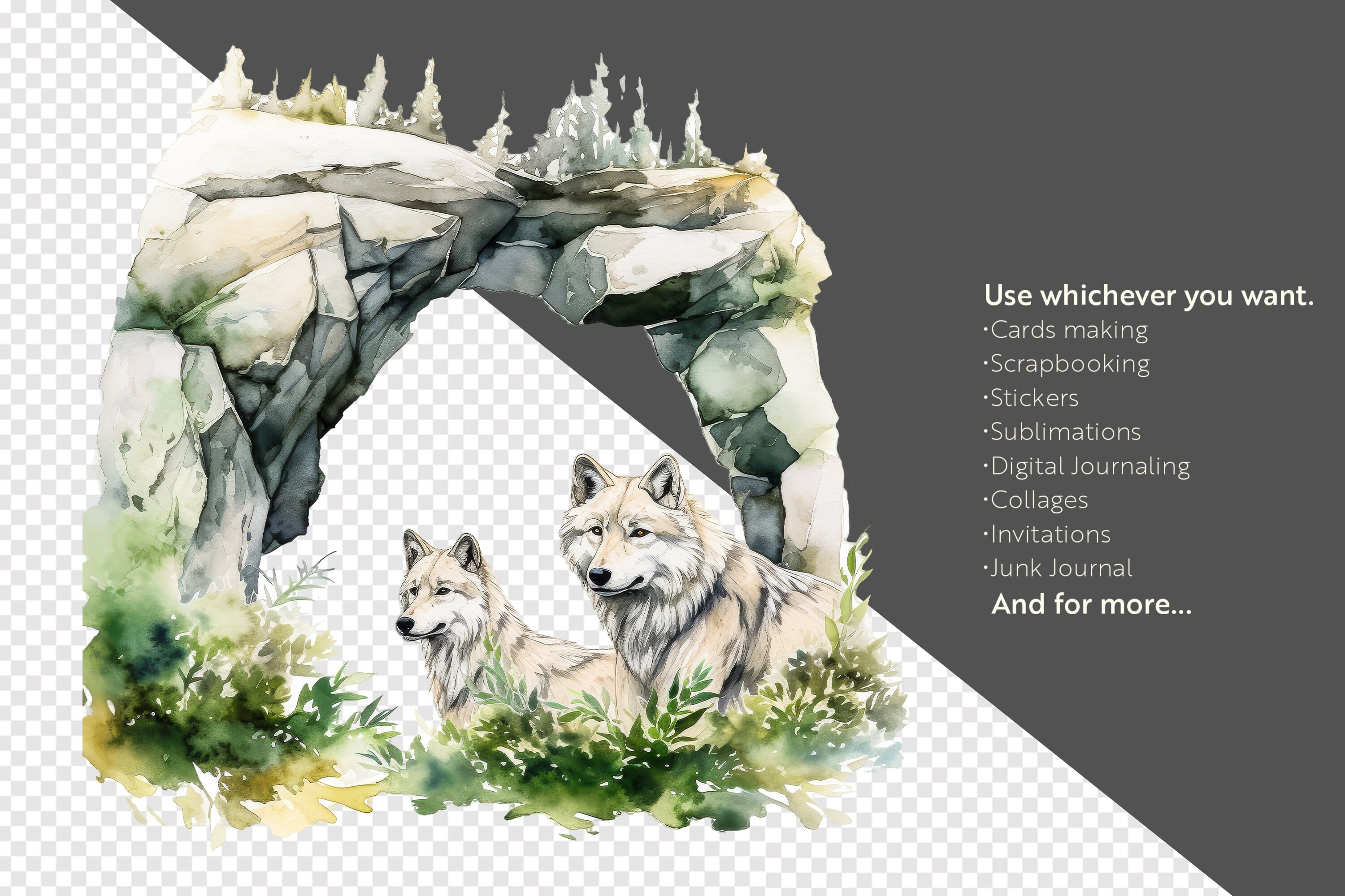 Wolf Family Habitat Frame, Decorative Habitat Border PNG, 40 Mother ...