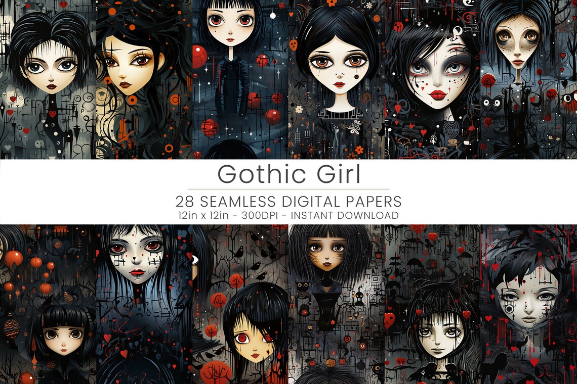 28 Gothic Girl Digital Paper - Embrace Dark Elegance With These ...
