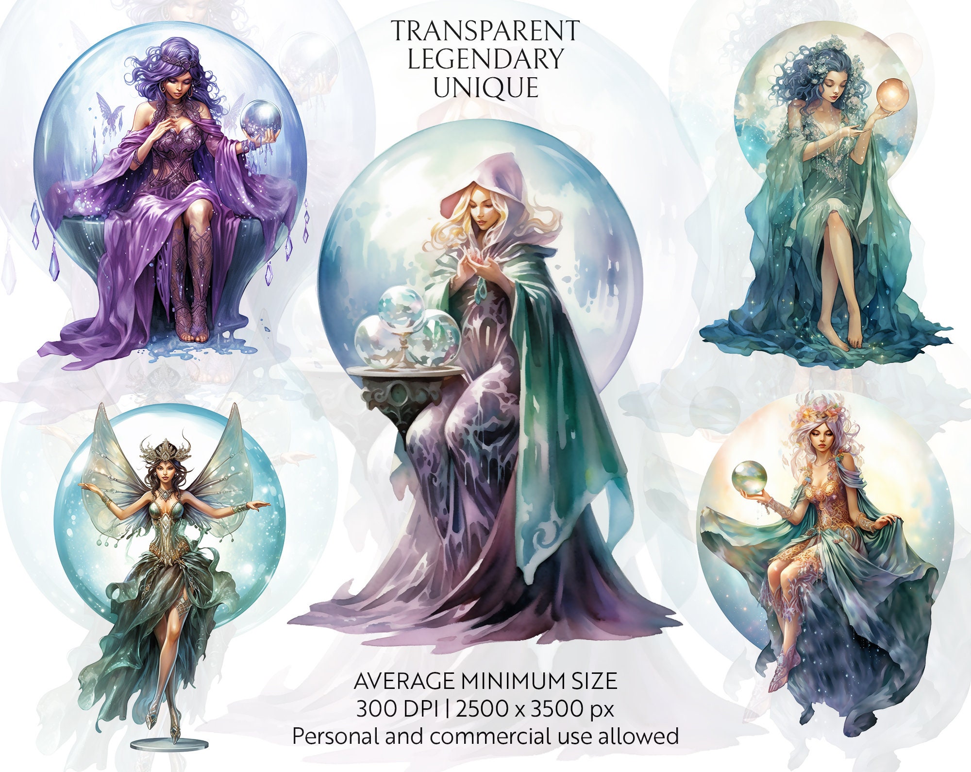 Crystal Ball Fairy Clipart Bundle | 33 PNG Designs | Perfect for ...
