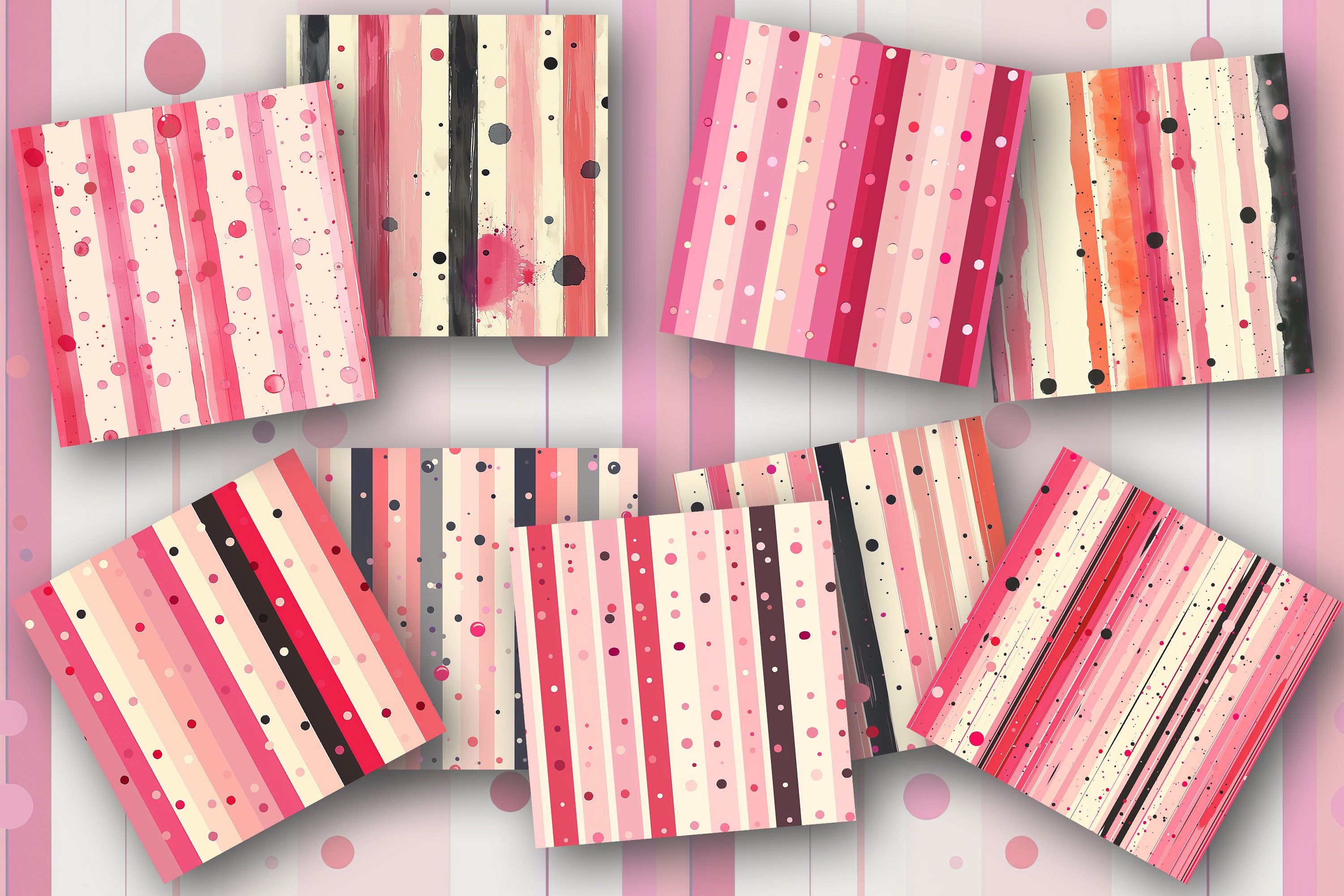 28 Striped Polka Dot Wallpaper Digital Paper, Instant Download, JPG ...