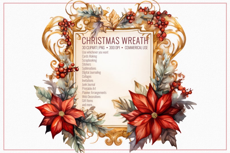 Christmas Wreath Clipart Christmas Winter Holiday Clip Art in PNG ...