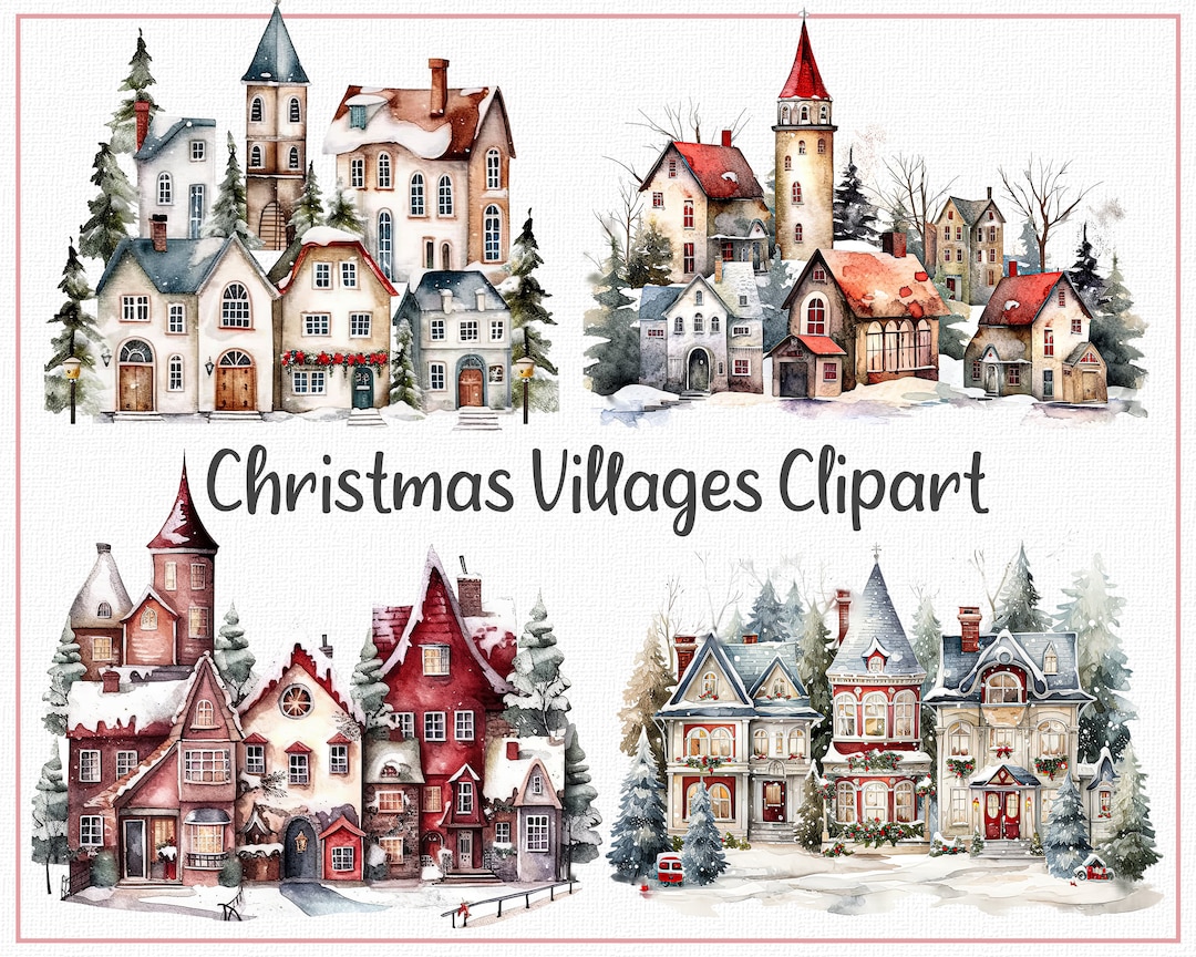 Christmas Villages Clipart, Winter Holiday House 22 PNG, Festive Winter ...