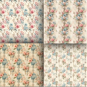 20 Elegant Vintage Floral Digital Paper - Seamless Antique Flower ...