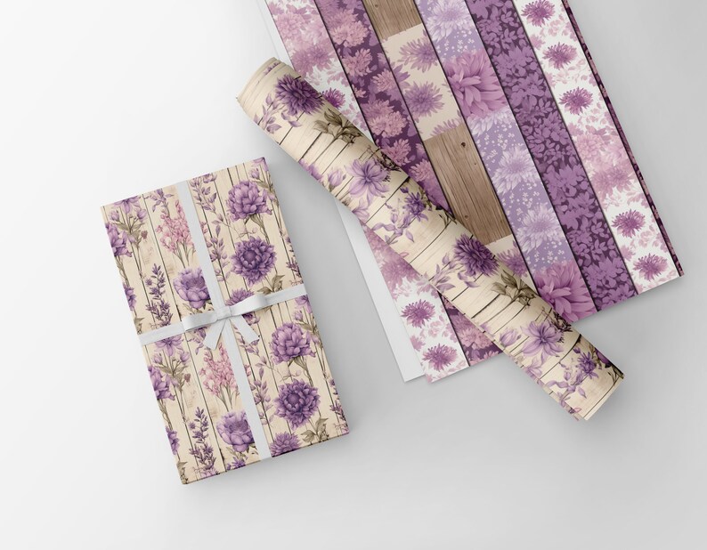 Purple Lavender Flower Digital Paper, Scrapbooking Patterns (instant ...