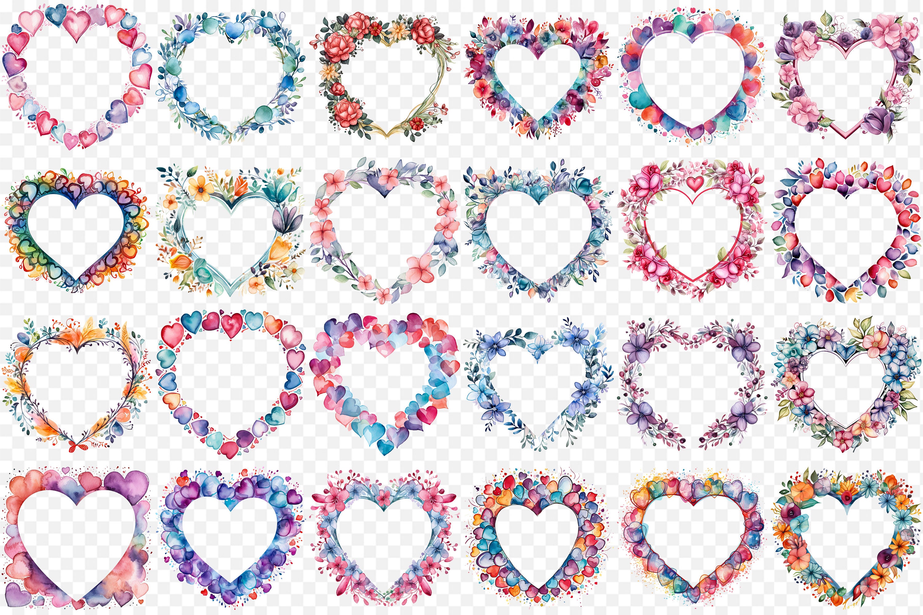 Love Heart Frame, Various Border Clipart, 24 Romantic and Versatile ...