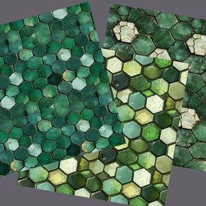 20 Green Hexagon Tiles Seamless Pattern Digital Paper | Mosaic Tile ...
