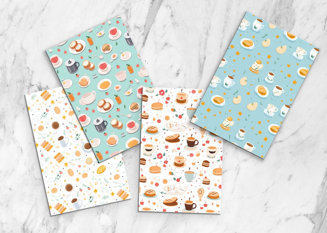 23 Cute Breakfast Digital Paper, Digital Paper, JPG, Instant Download ...